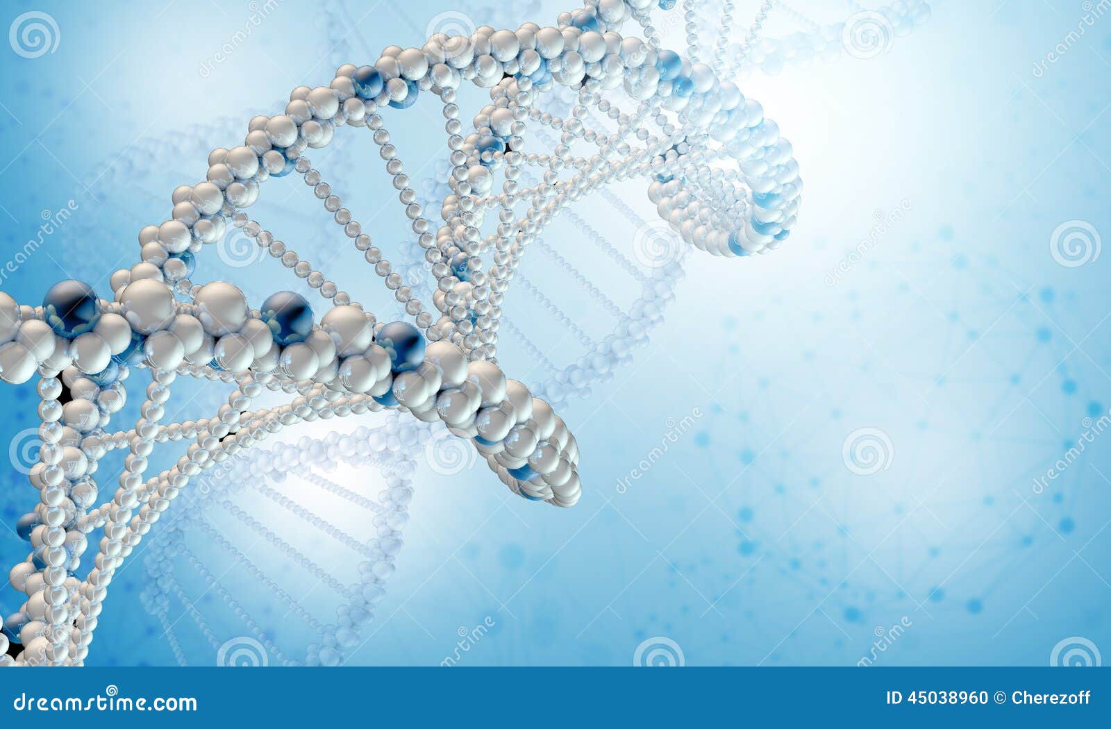 DNA Model on Blue Gradient Background Stock Illustration - Illustration ...
