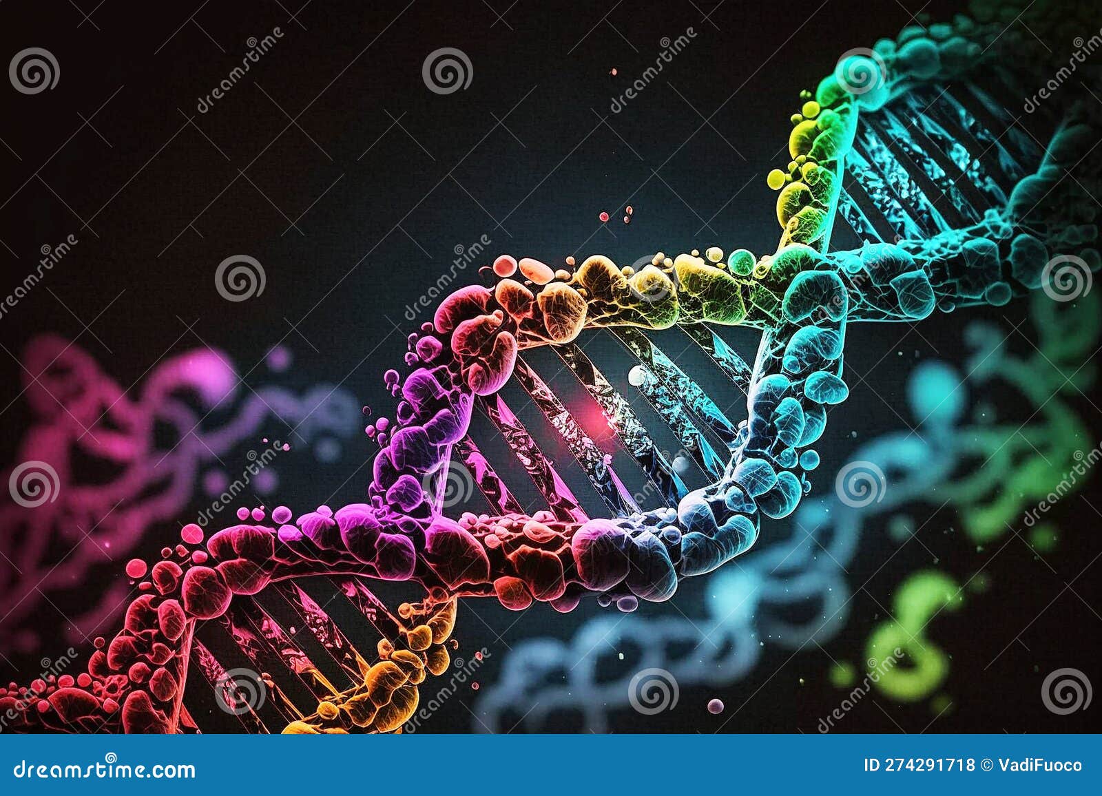 DNA, a Model of Human Dna in Neon Colors Stock Illustration ...
