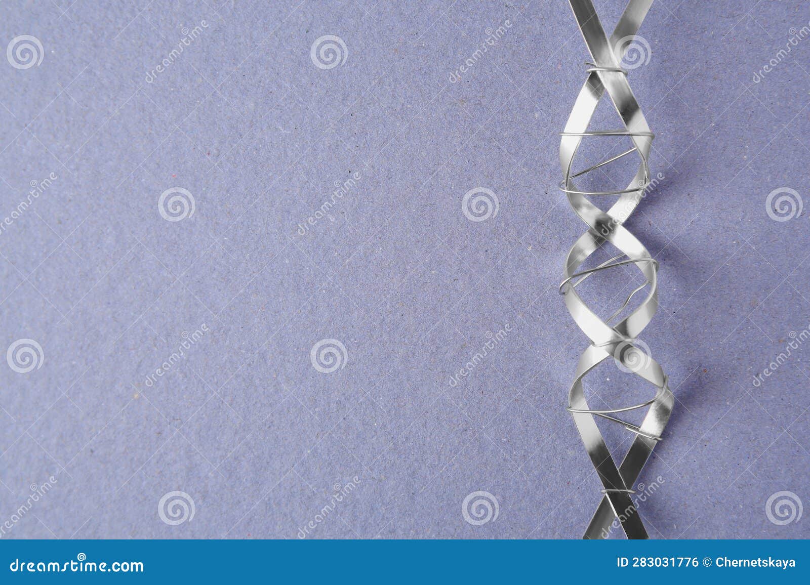 DNA Molecular Chain Model Made of Metal on Grey Background, Top View ...