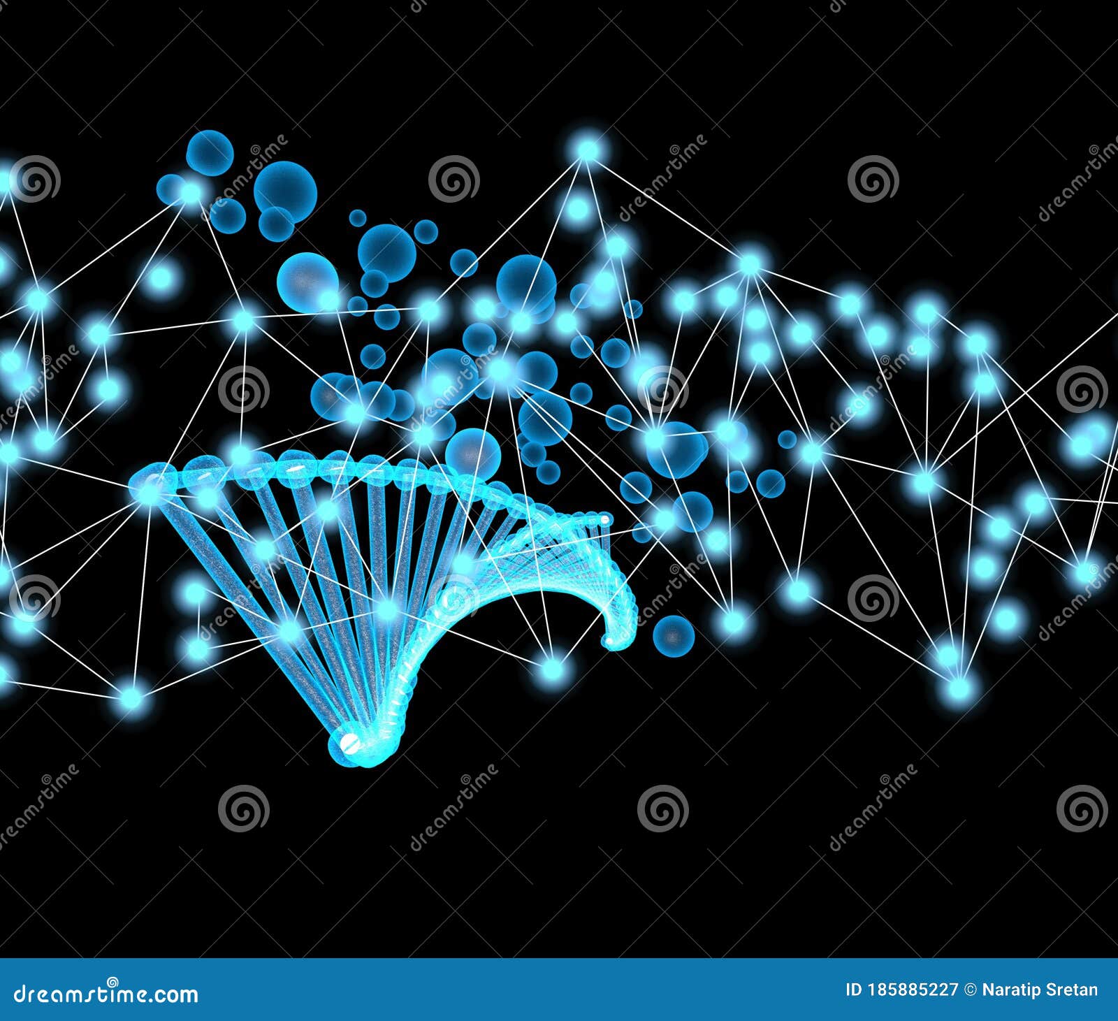DNA Molecular Network Molecules of Living Things Stock Illustration ...