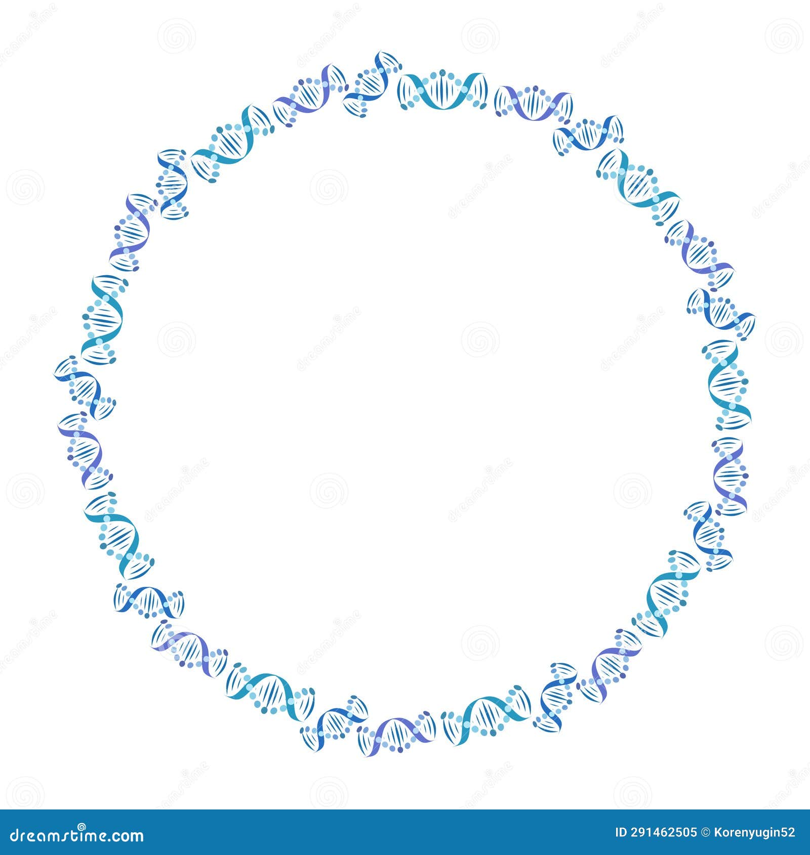 Dna Molecule Art Drawn Round Frame Stock Illustration - Illustration of ...