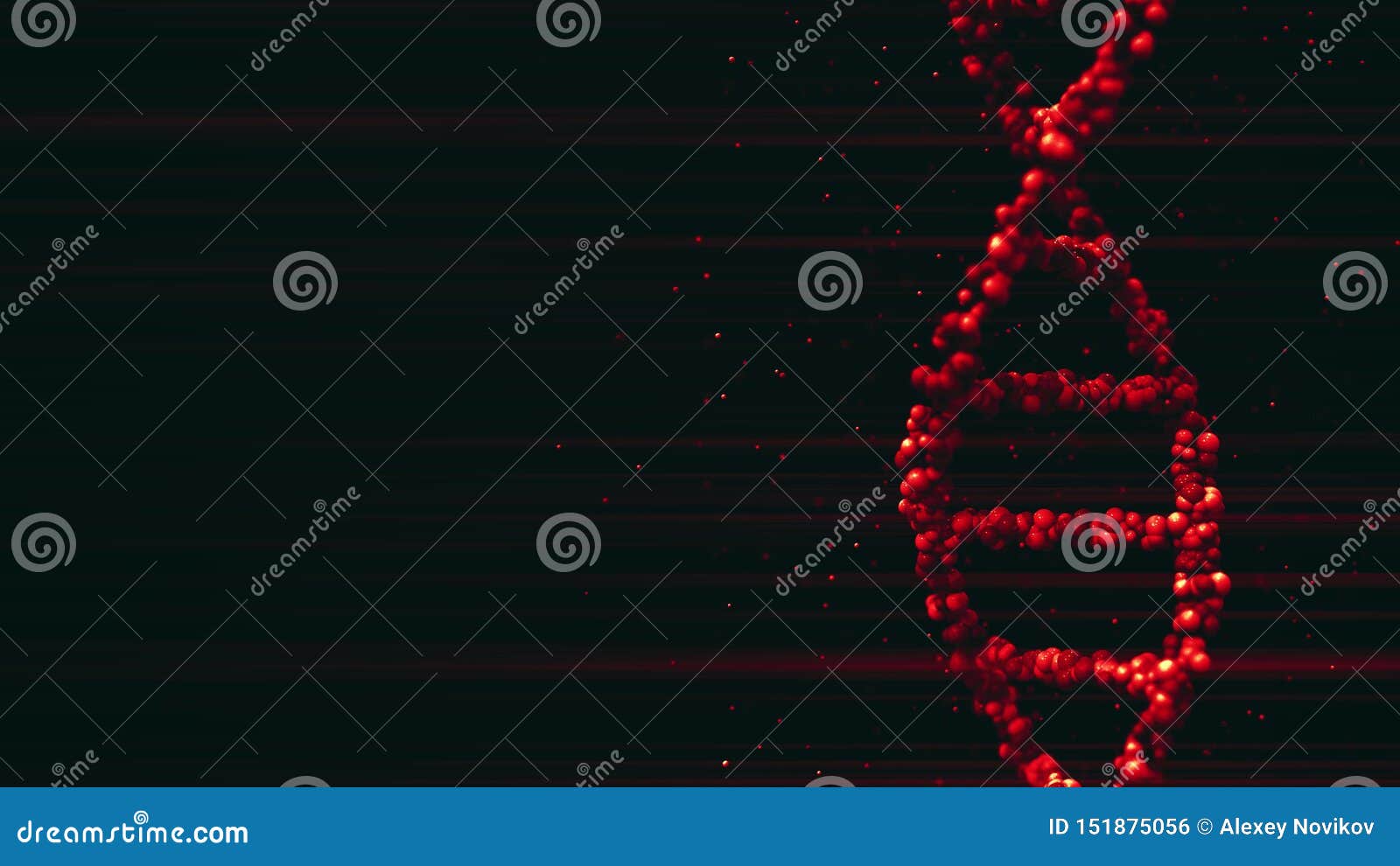 Red DNA Molecule Model, Blank Space for Text or Graphics. 3D Rendering ...
