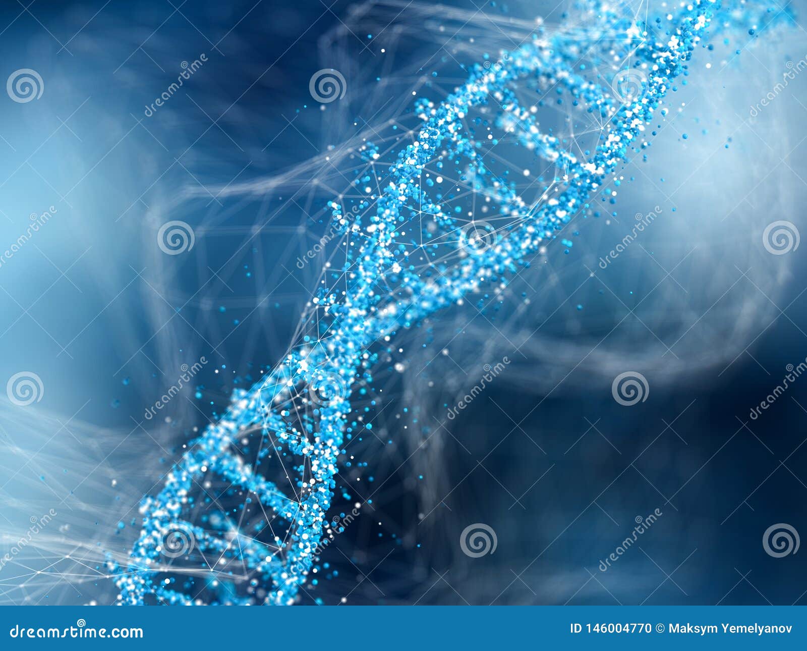 DNA Molecule on Blue Abstract Background. Stock Illustration ...
