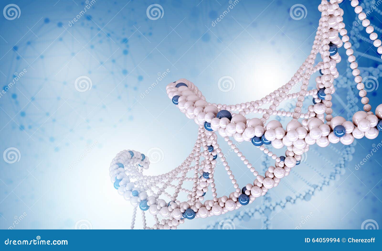 DNA molecule on blue stock illustration. Illustration of biology - 64059994