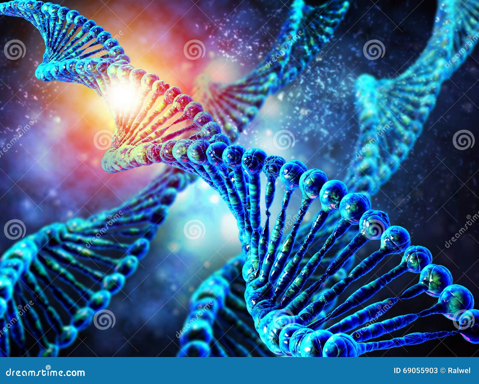 Dna Molecule on Blue Background Stock Illustration - Illustration of ...