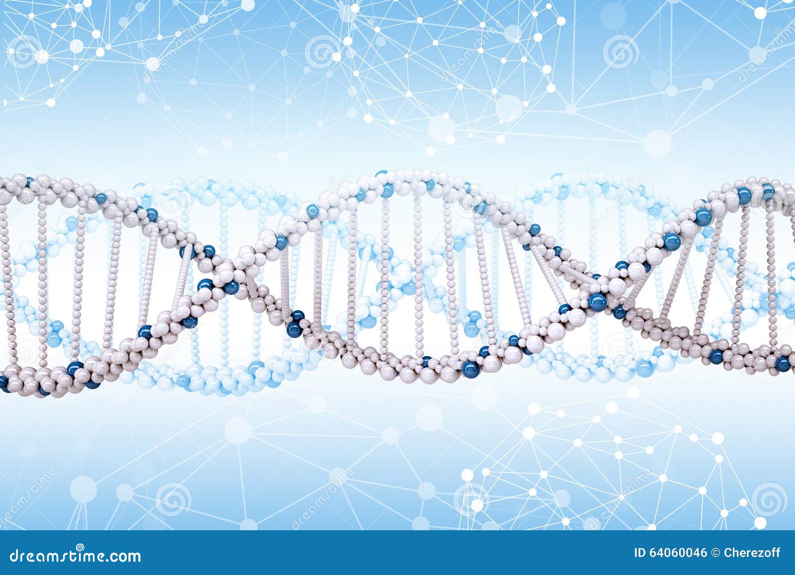 DNA molecule on blue stock illustration. Illustration of frame - 64060046