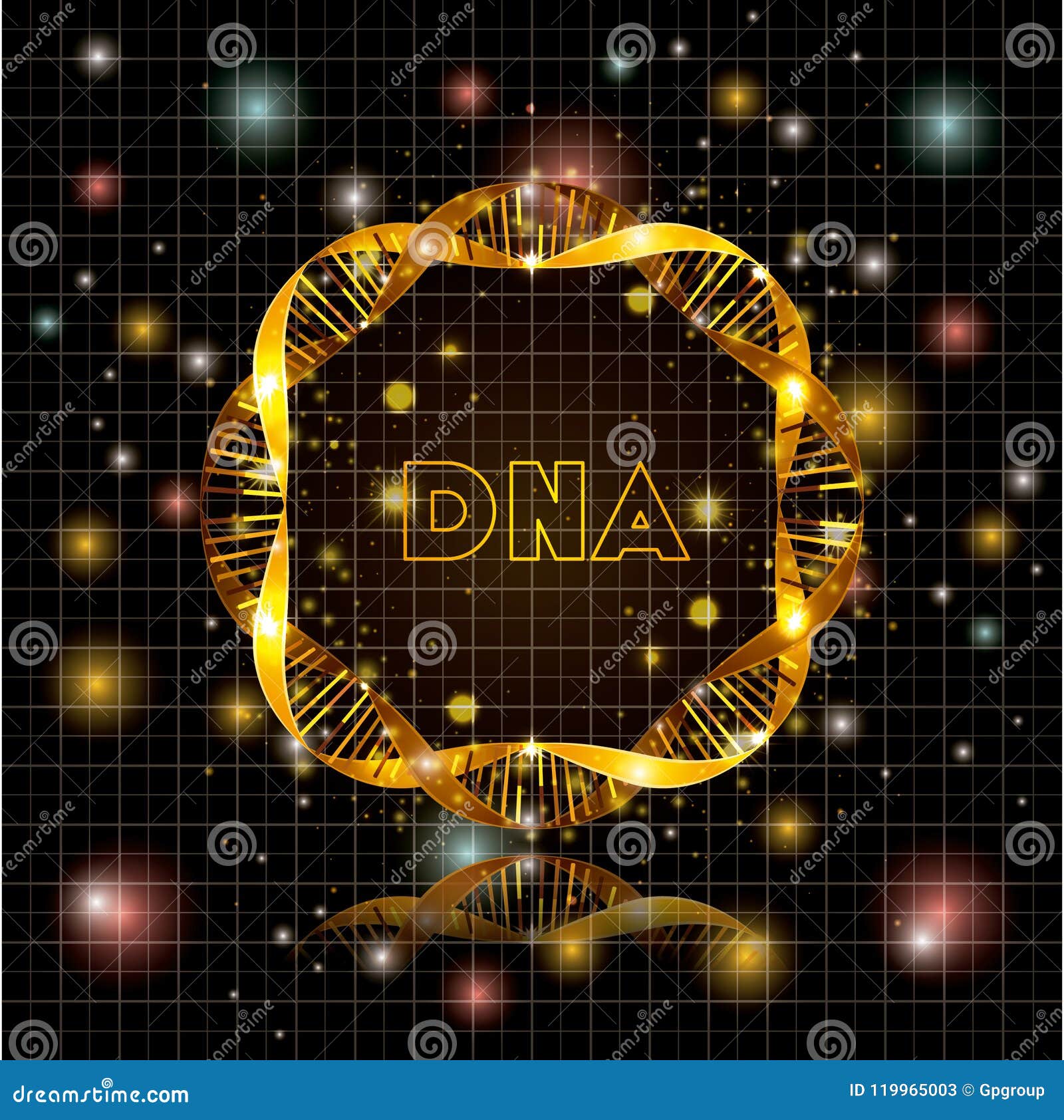 Dna Molecule Circular Golden Structure Stock Vector - Illustration of ...