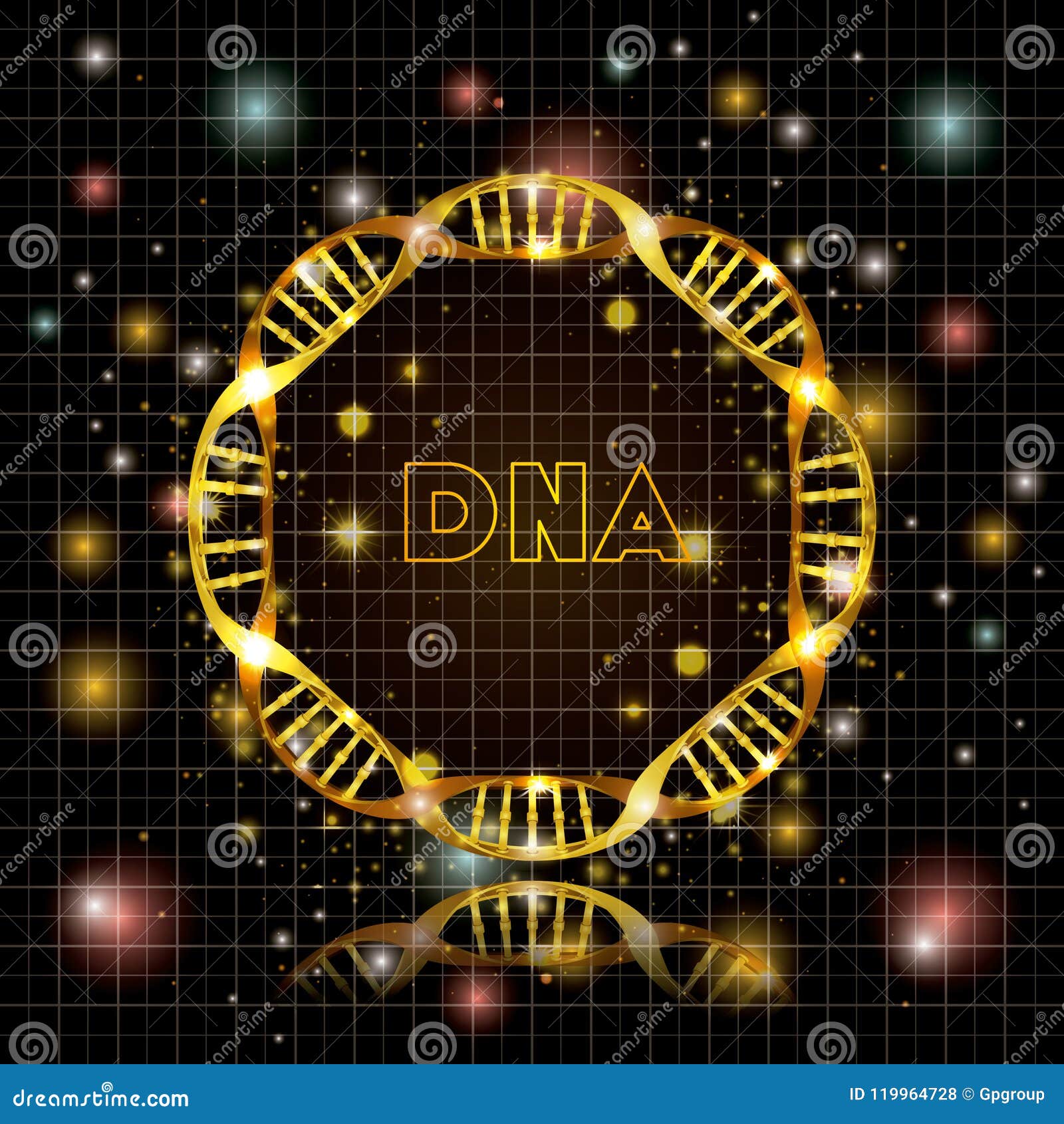 Dna Molecule Circular Golden Structure Stock Vector - Illustration of ...