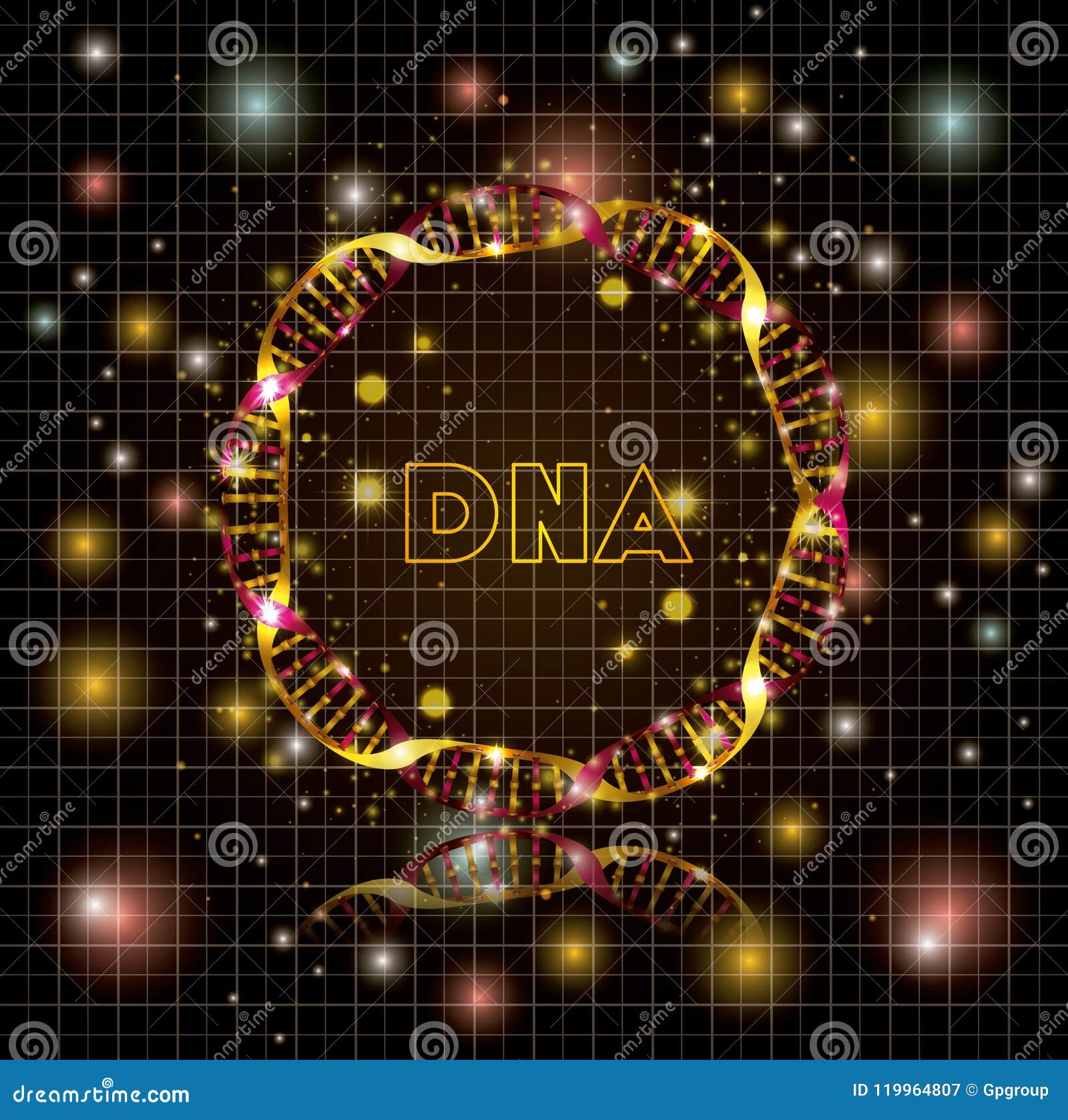 Dna Molecule Circular Golden Structure Stock Vector - Illustration of ...