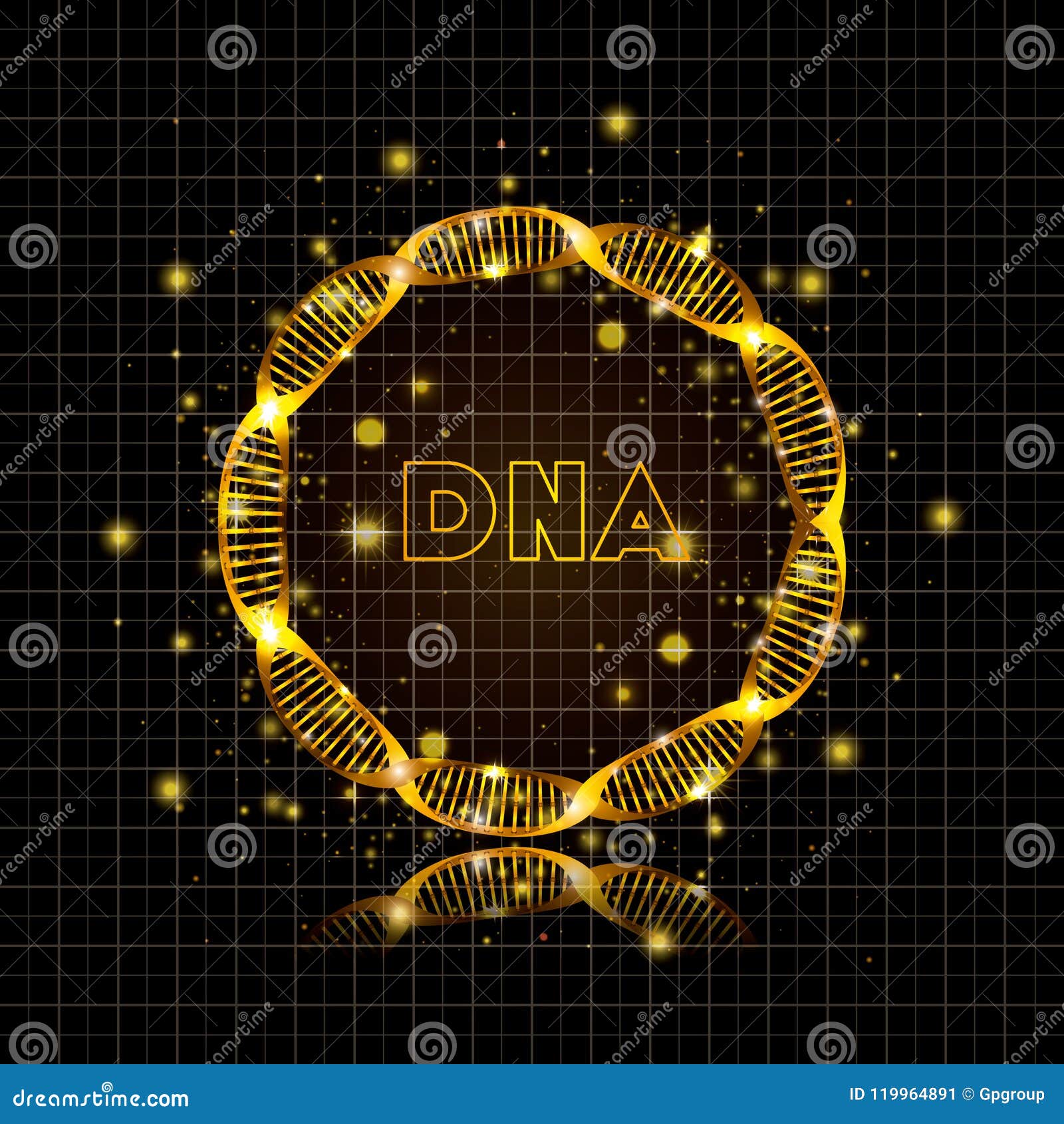 Dna Molecule Circular Golden Structure Stock Vector - Illustration of ...