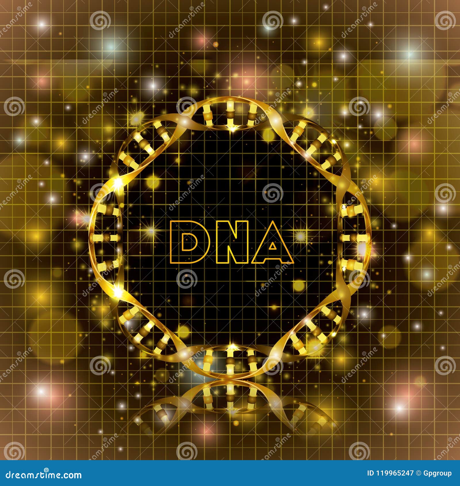 Dna Molecule Circular Golden Structure Stock Vector - Illustration of ...