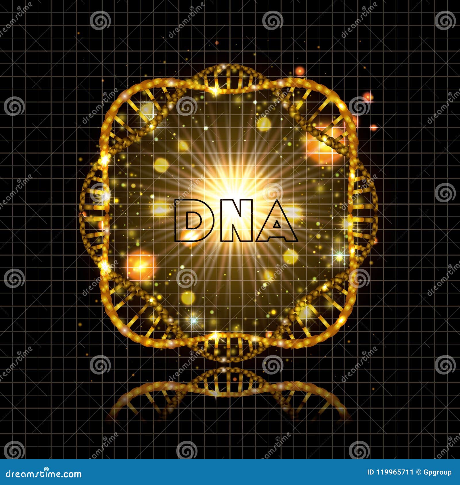 Dna Molecule Circular Golden Structure Stock Vector - Illustration of ...