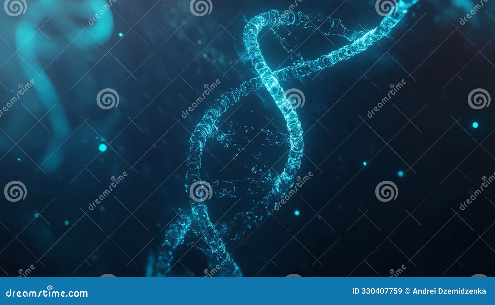 DNA Molecule Construction Image Using Particles. Digital DNA Structure ...