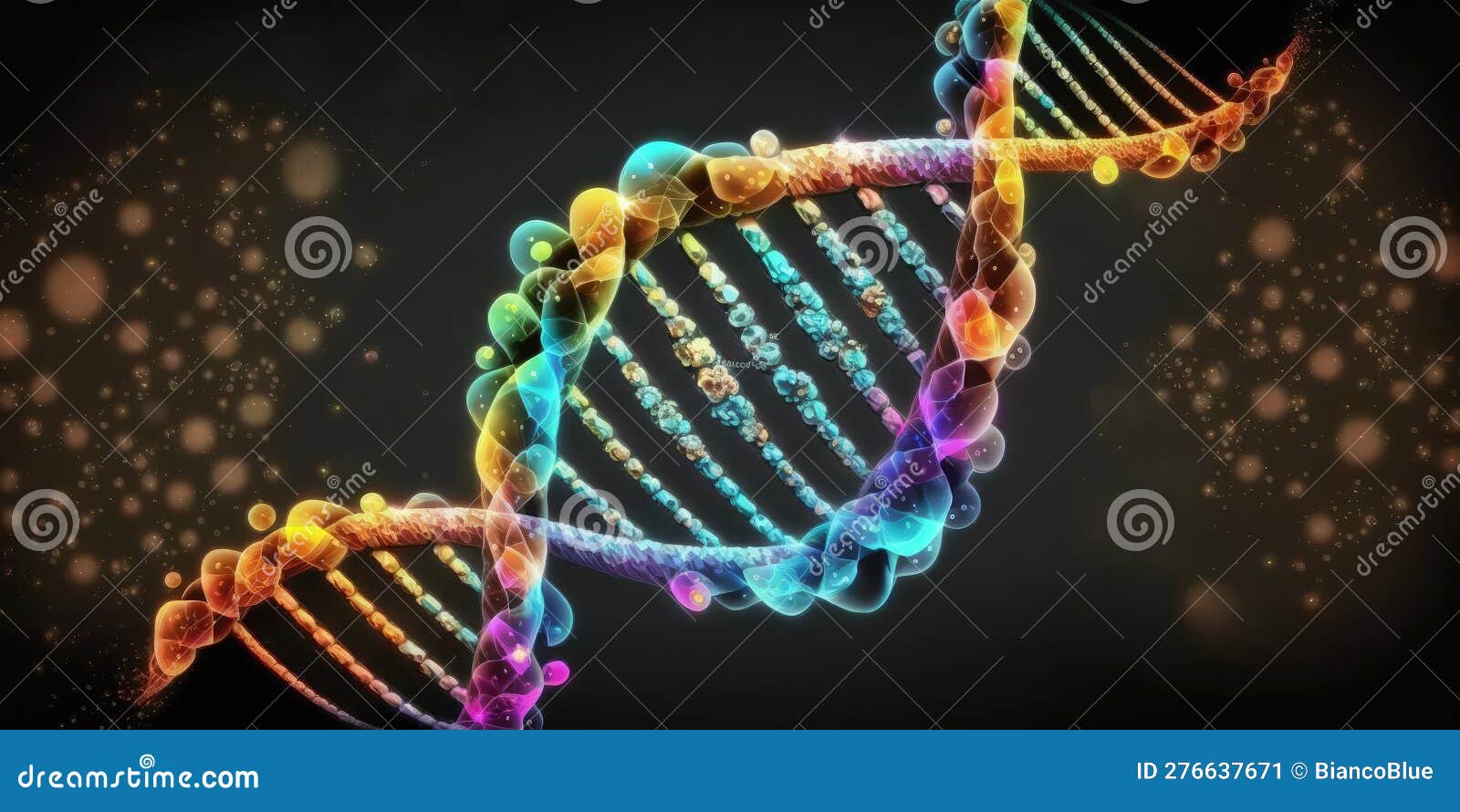 DNA Molecule Double Helix in Colorful Stock Illustration - Illustration ...