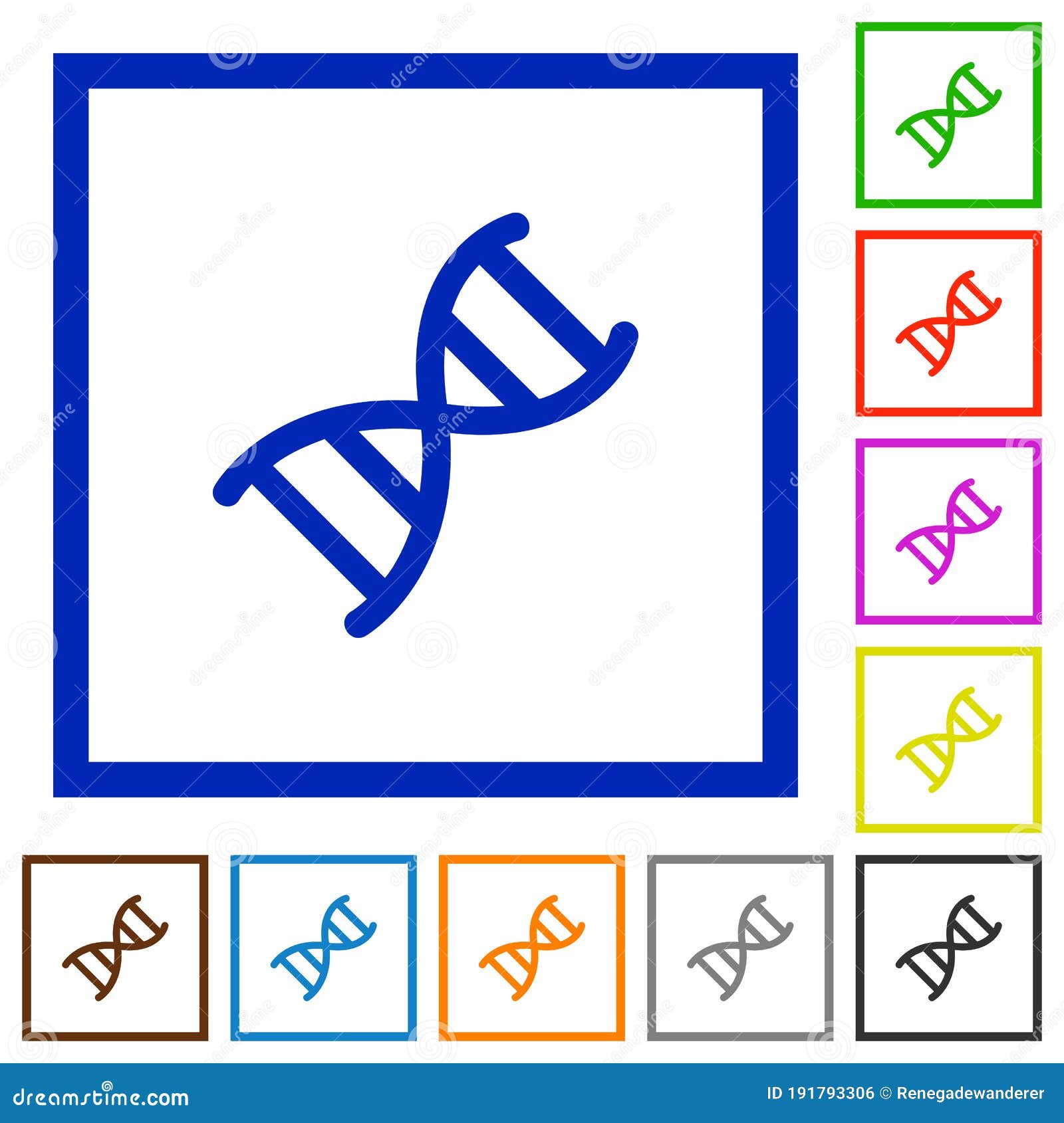 DNA Molecule Flat Framed Icons Stock Vector - Illustration of heritage ...