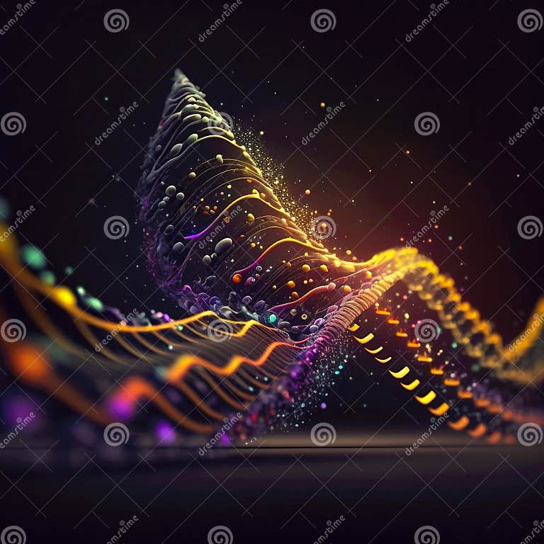 DNA Molecule Gene Structure Visualization As Multi Color Chain ...
