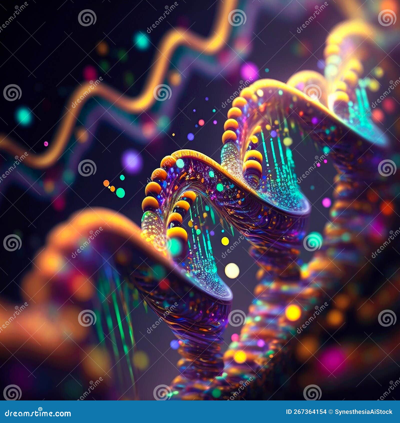 DNA Molecule Gene Structure Visualization As Multi Color Chain ...