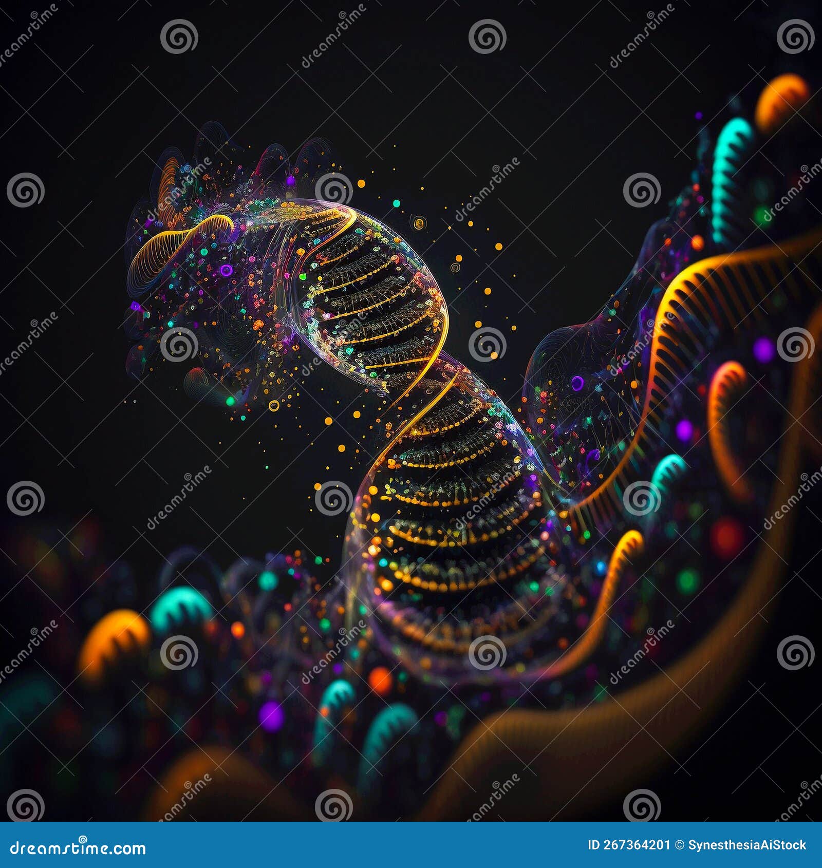 DNA Molecule Gene Structure Visualization As Multi Color Chain ...