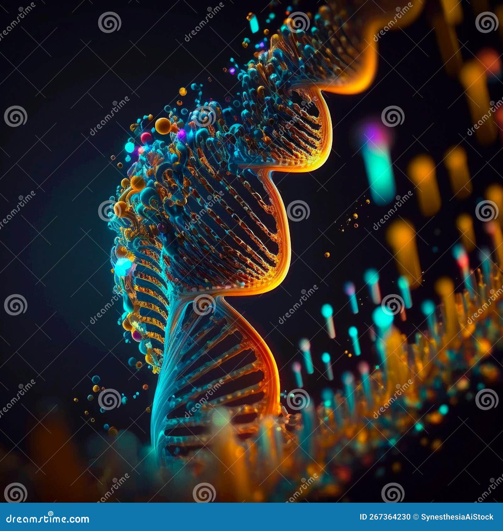 DNA Molecule Gene Structure Visualization As Multi Color Chain ...