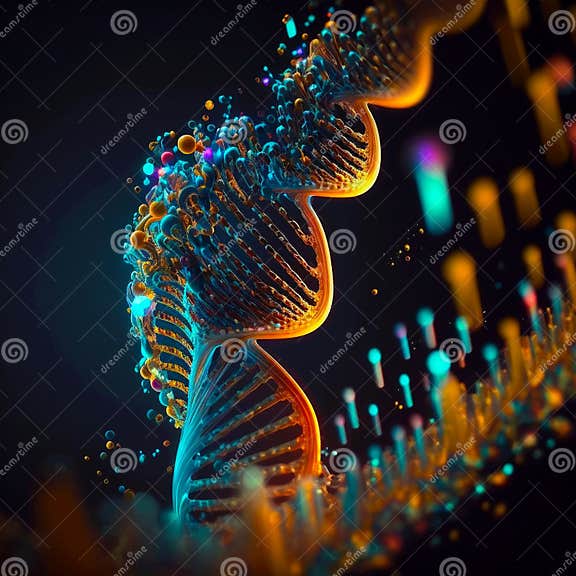 DNA Molecule Gene Structure Visualization As Multi Color Chain ...