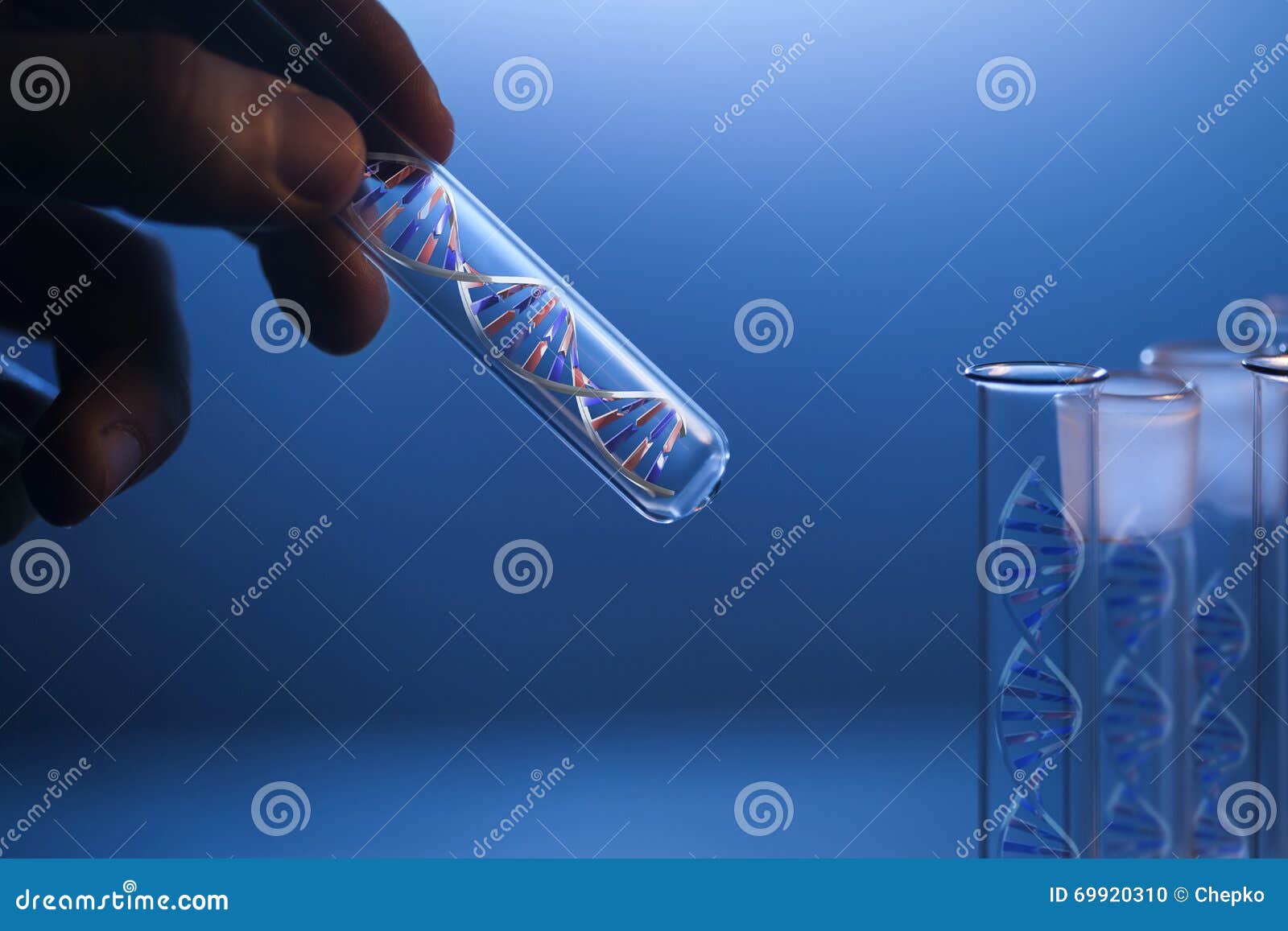 DNA Molecule in Glass Tube in Hand of Scientist Stock Photo - Image of ...