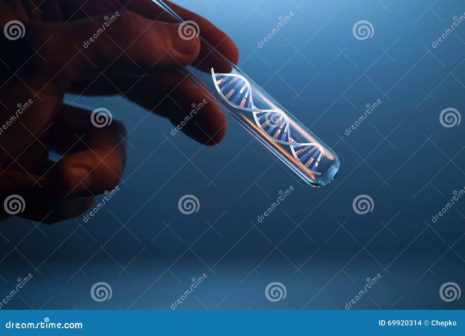 DNA Molecule in Glass Tube in Hand of Scientist Stock Photo - Image of ...