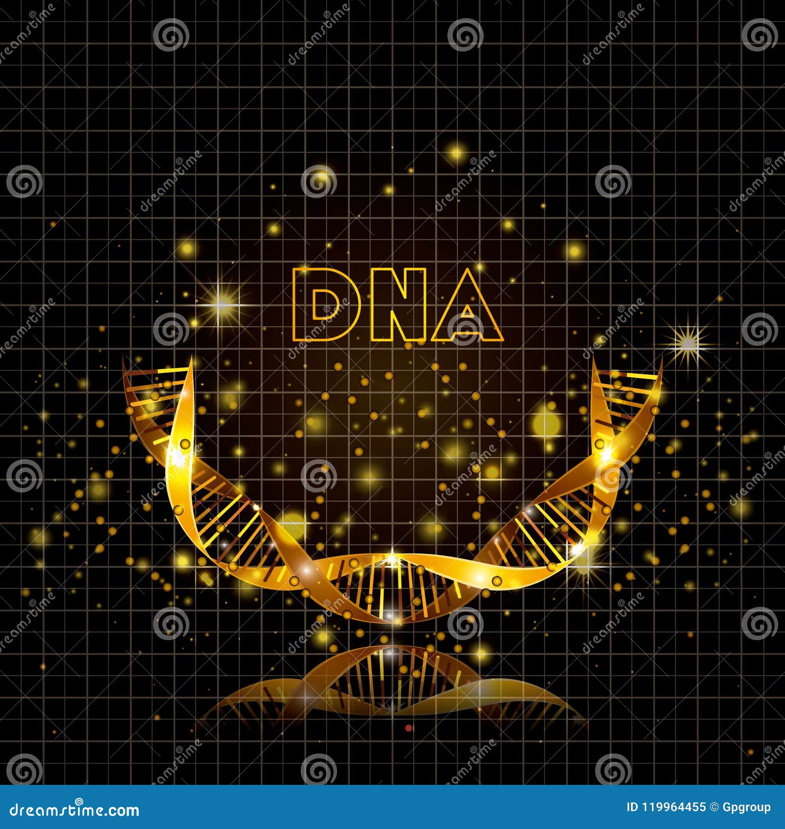 Dna Molecule Half Circle Golden Structure Stock Vector - Illustration ...