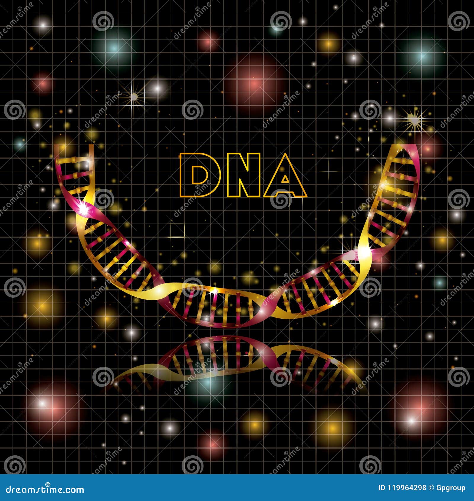 Dna Molecule Half Circle Structure Pattern Cartoon Vector ...