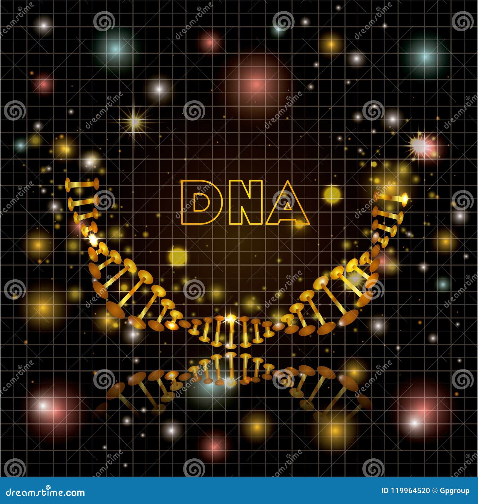 Dna Molecule Half Circle Structure Pattern Cartoon Vector ...