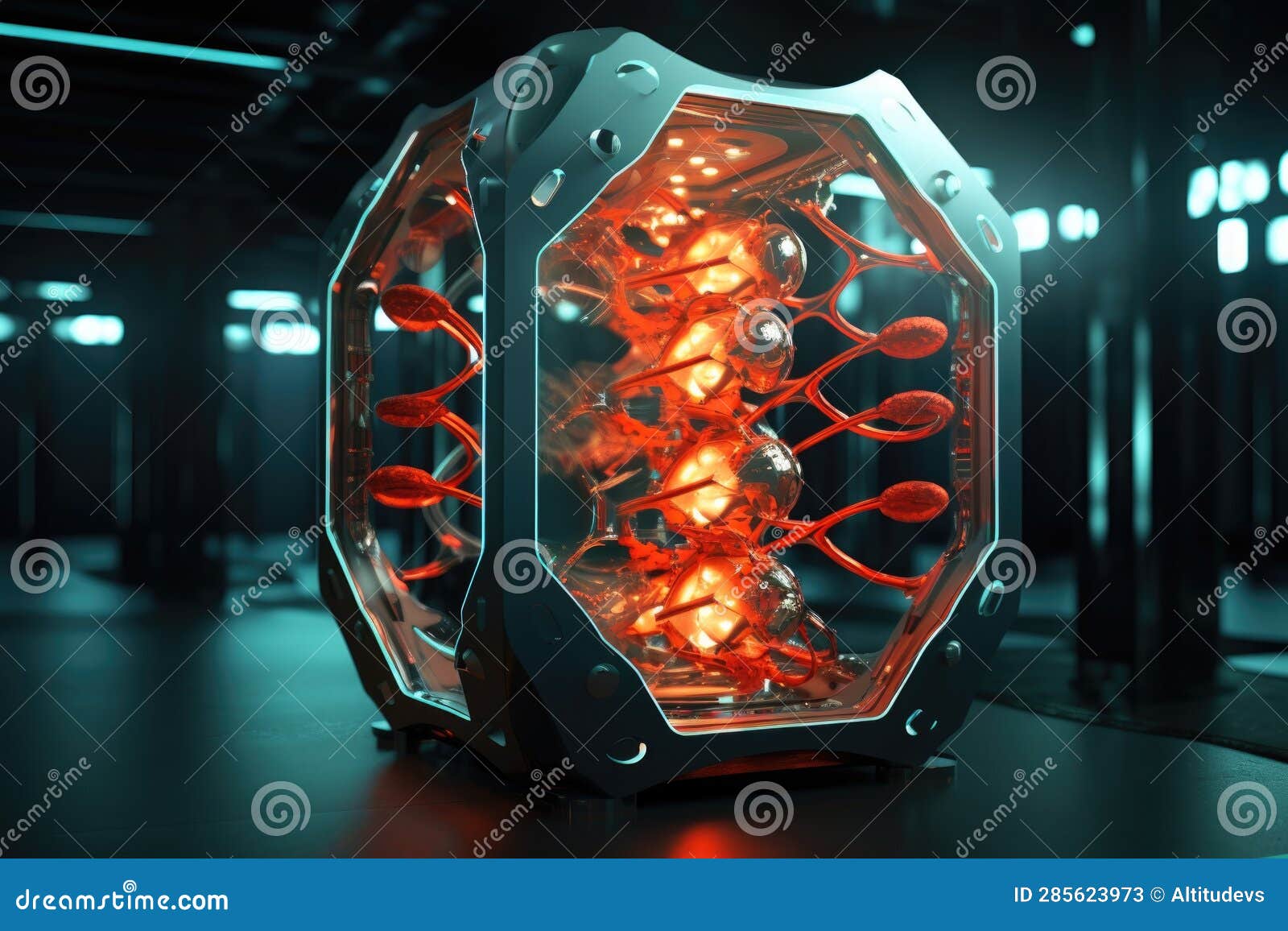 Dna Molecule Inside Futuristic Storage Device Stock Illustration ...