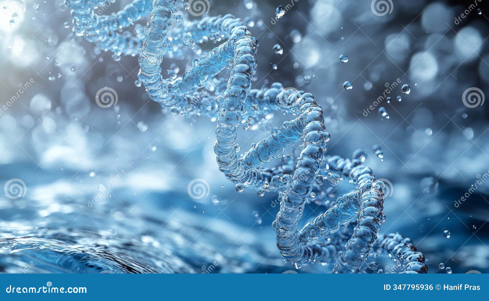 DNA Molecule Inside Liquid Bubble on Water Splash Stock Illustration ...