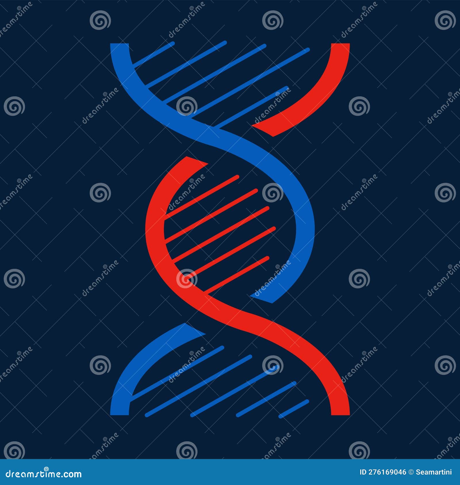 DNA Molecule Isolated Red and Blue Genetic Code Stock Vector ...
