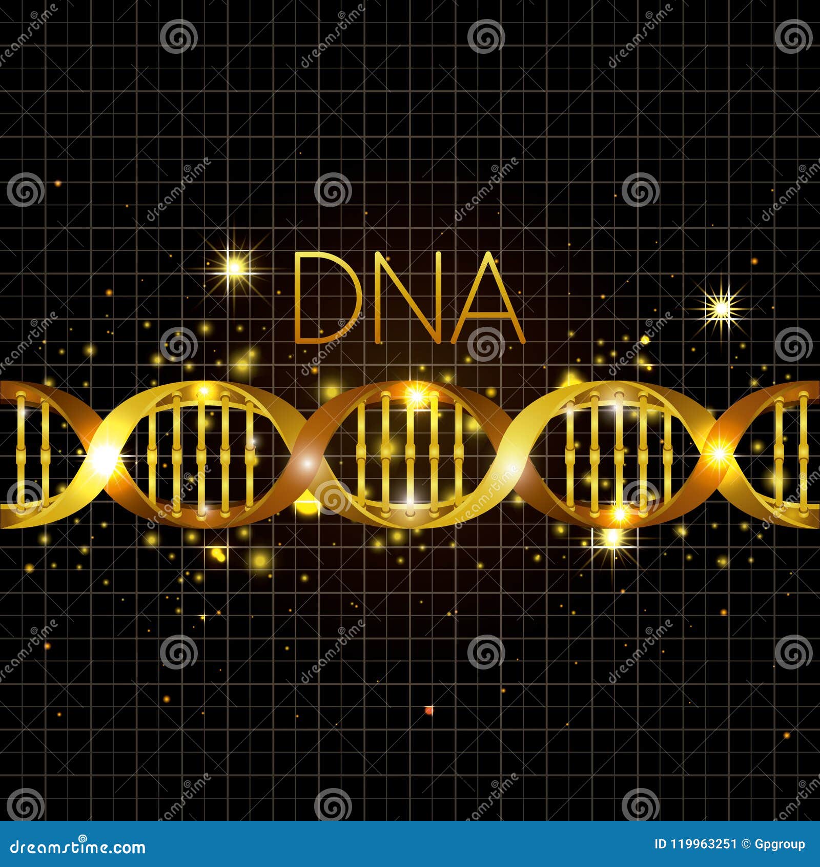 Dna Molecule on Line Golden Pattern Stock Vector - Illustration of life ...