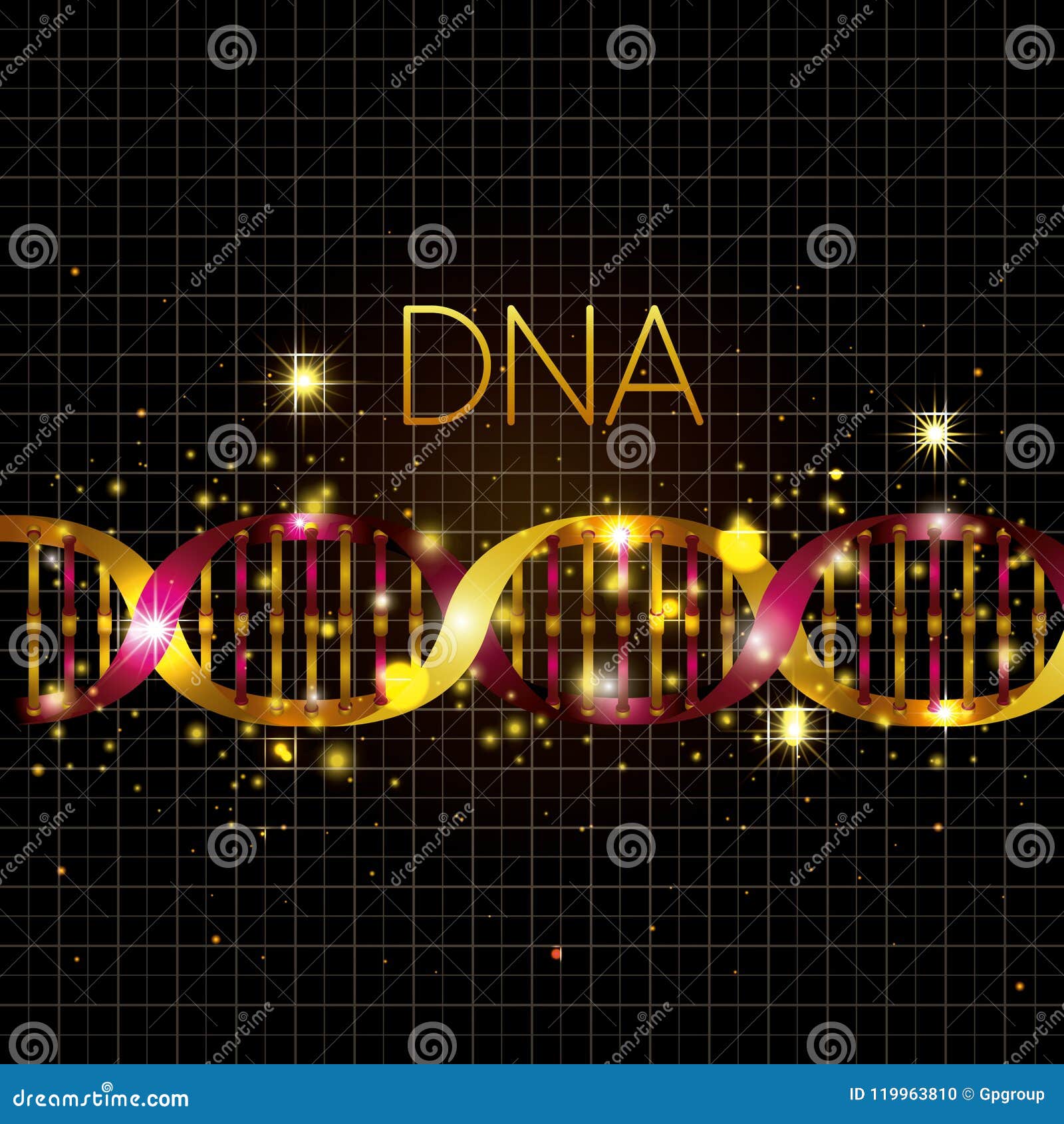 Dna Molecule on Line Golden Pattern Stock Vector - Illustration of ...