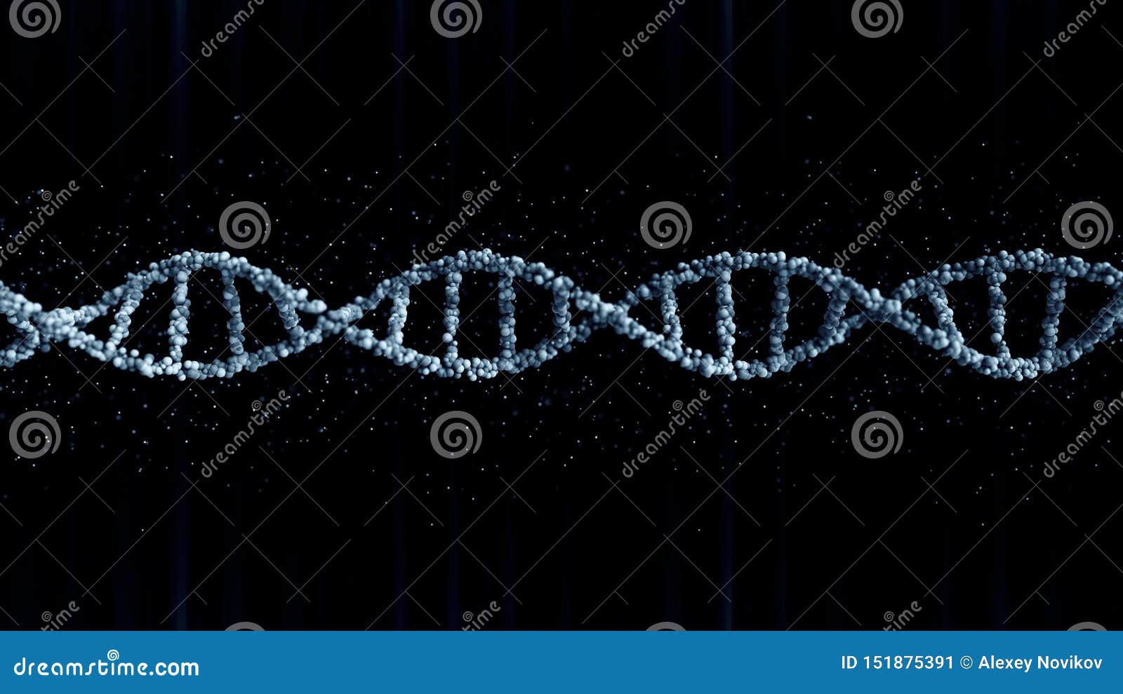 Blue DNA Molecule Model. 3D Rendering Stock Illustration - Illustration ...