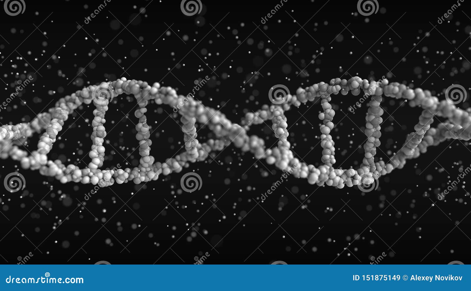 DNA Molecule Model with Particles, 3D Rendering Stock Illustration ...