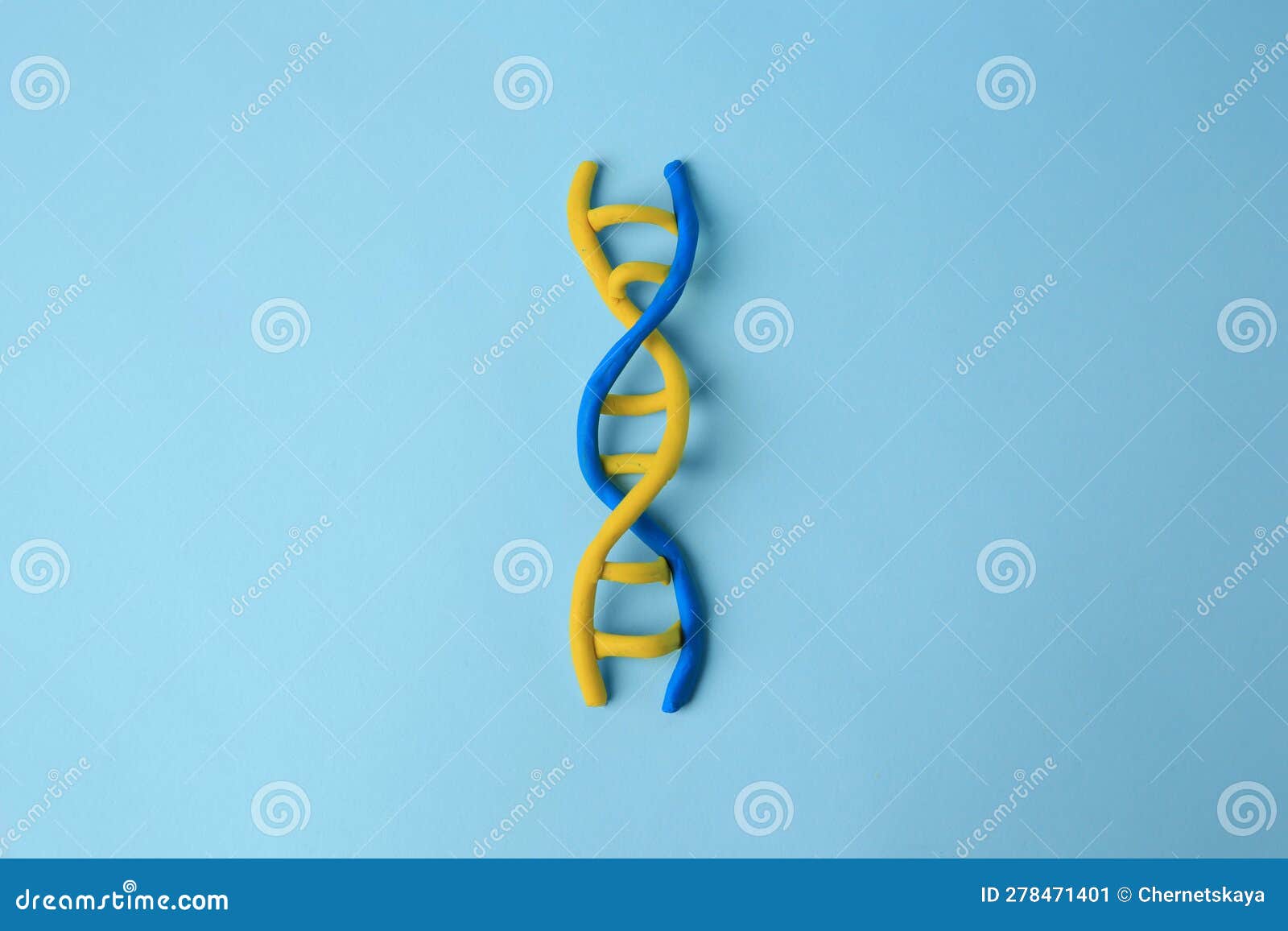 DNA Molecule Model Made of Colorful Plasticine on Light Blue Background ...