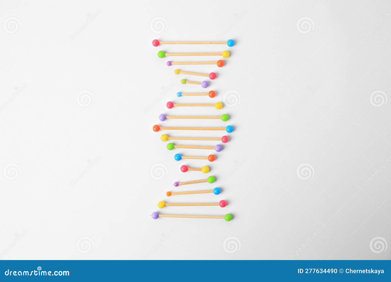 DNA Molecule Model Made of Toothpick and Colorful Beads on White ...