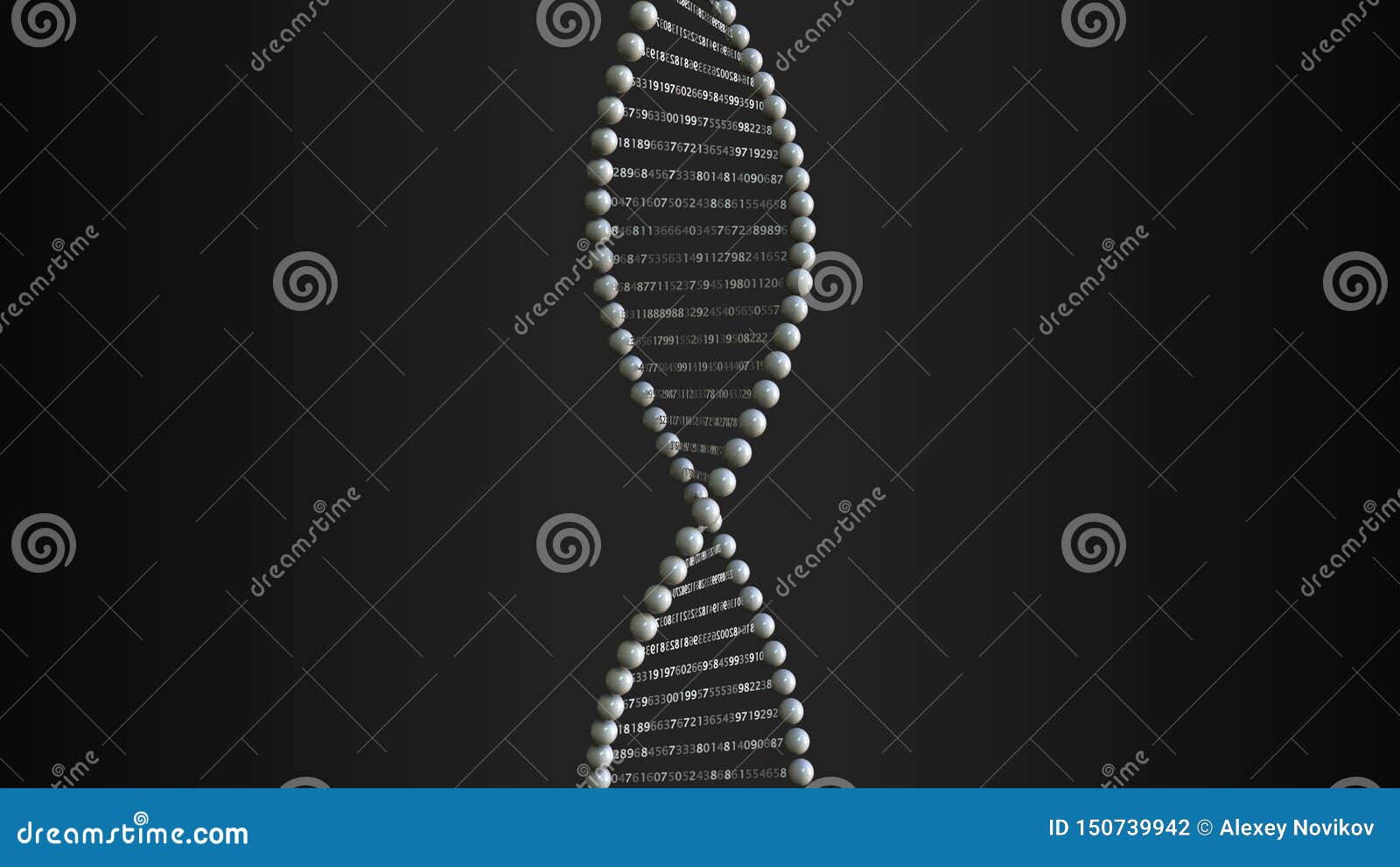 DNA Molecule with Numbers. 3D Rendering Stock Illustration ...