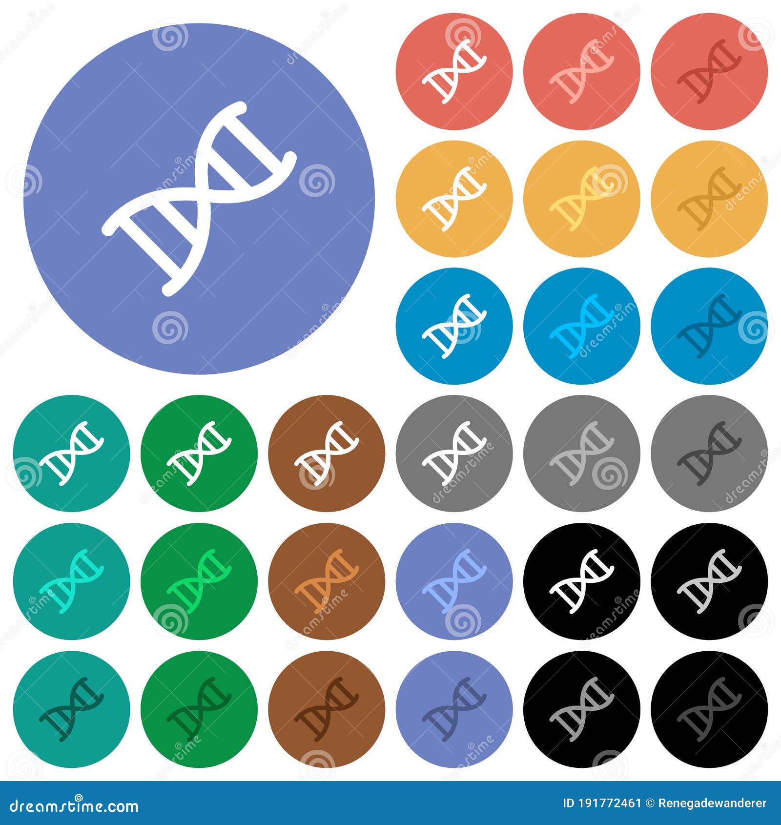 DNA Molecule Round Flat Multi Colored Icons Stock Vector - Illustration ...