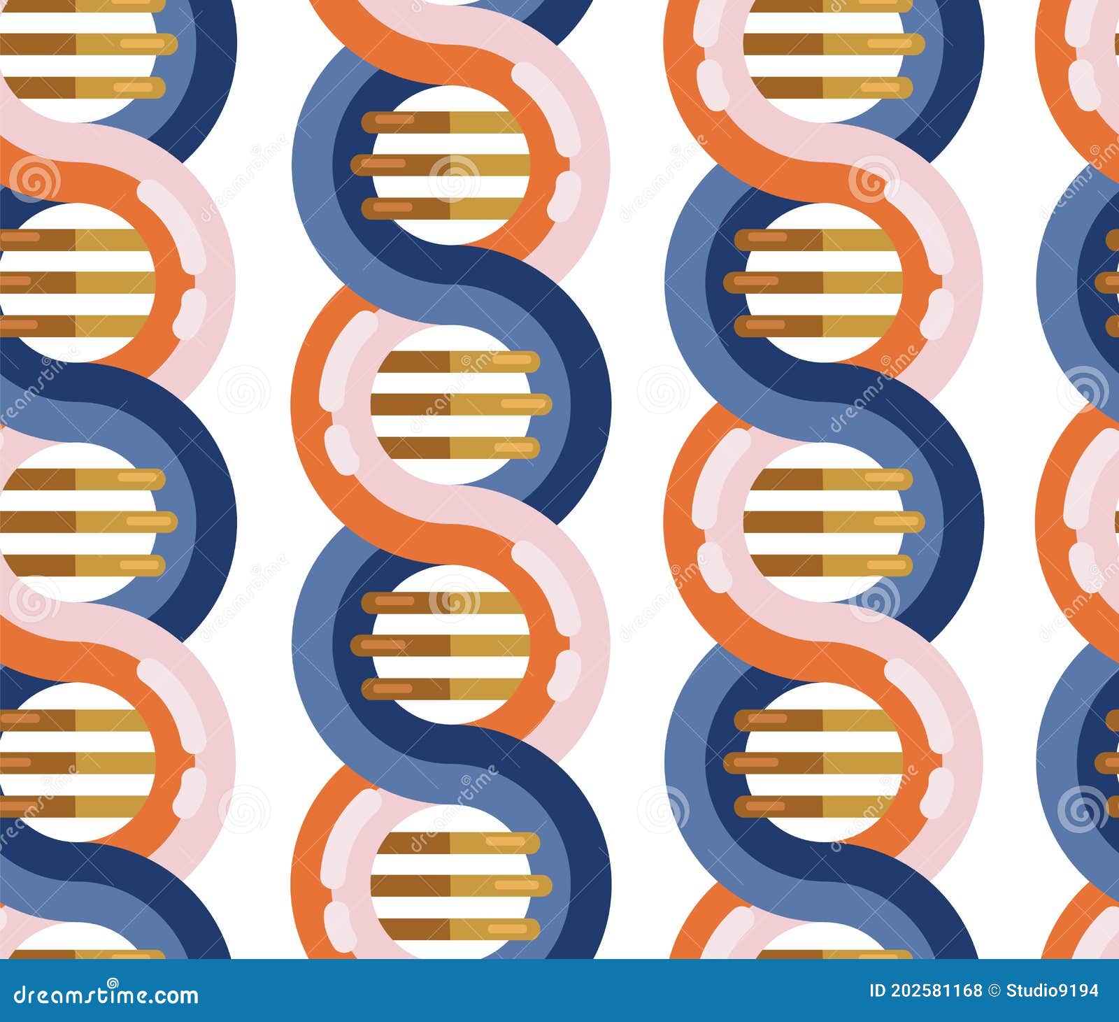 DNA Molecule Seamless Vector Background. Repeating Pattern Spiral ...