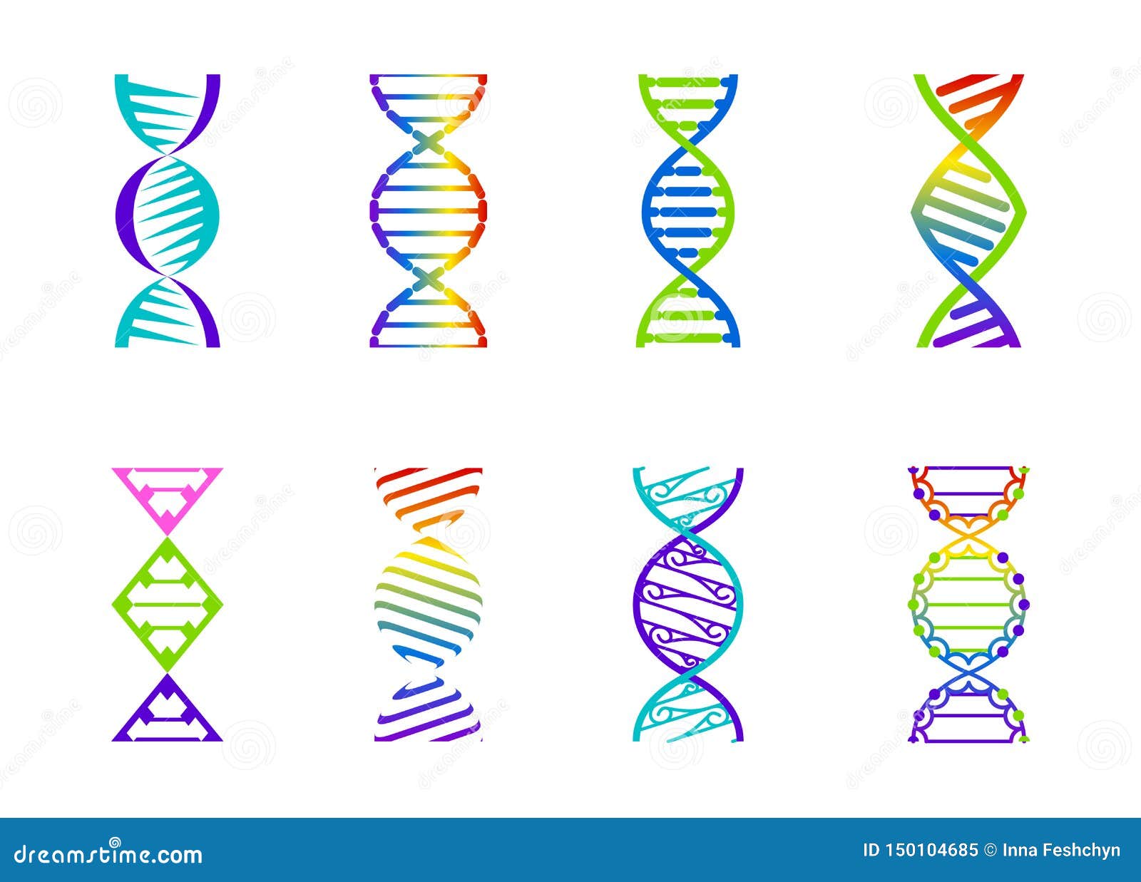 DNA Molecule Sign Set, Genetic Elements and Icons Collection Strand ...