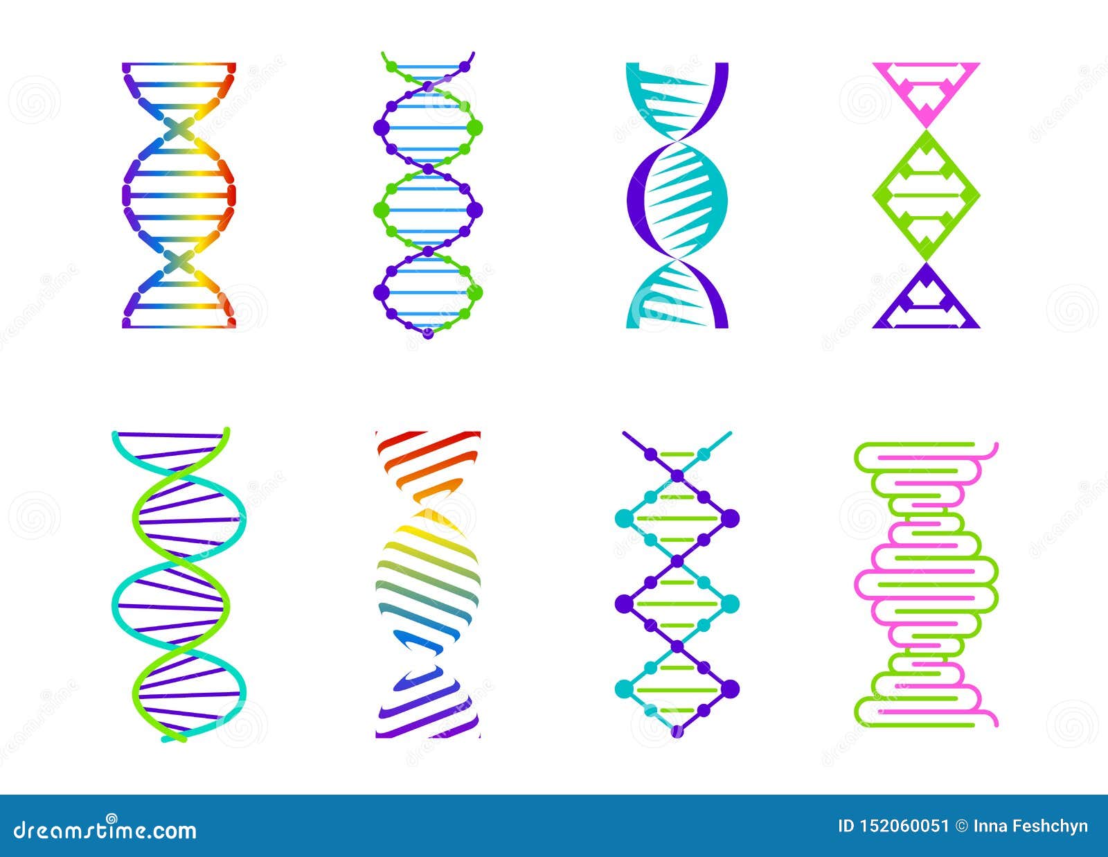 DNA Molecule Sign Set, Genetic Elements and Icons Collection Strand ...