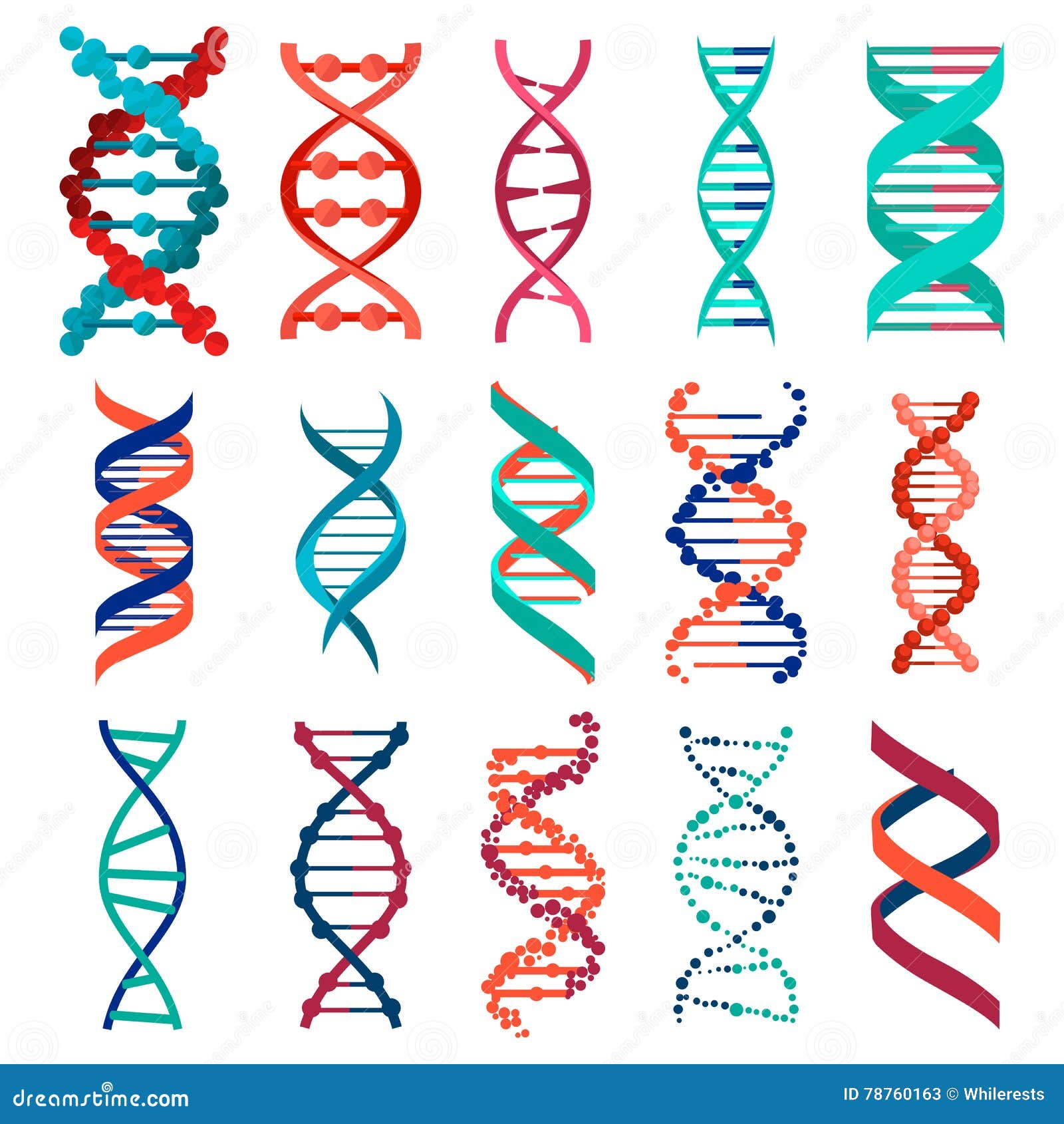 DNA, Genetic Elements And Icons Collection Vector Illustration ...
