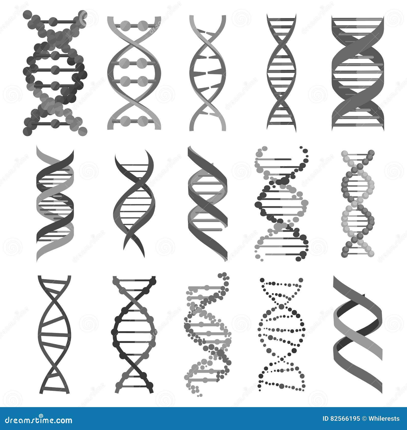 DNA Molecule Sign Set, Genetic Elements and Icons Collection Strand ...