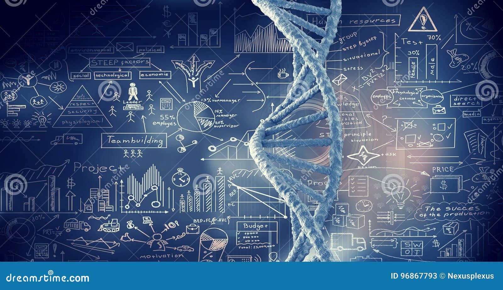 DNA Molecule Spiral. Mixed Media Stock Image - Image of render ...