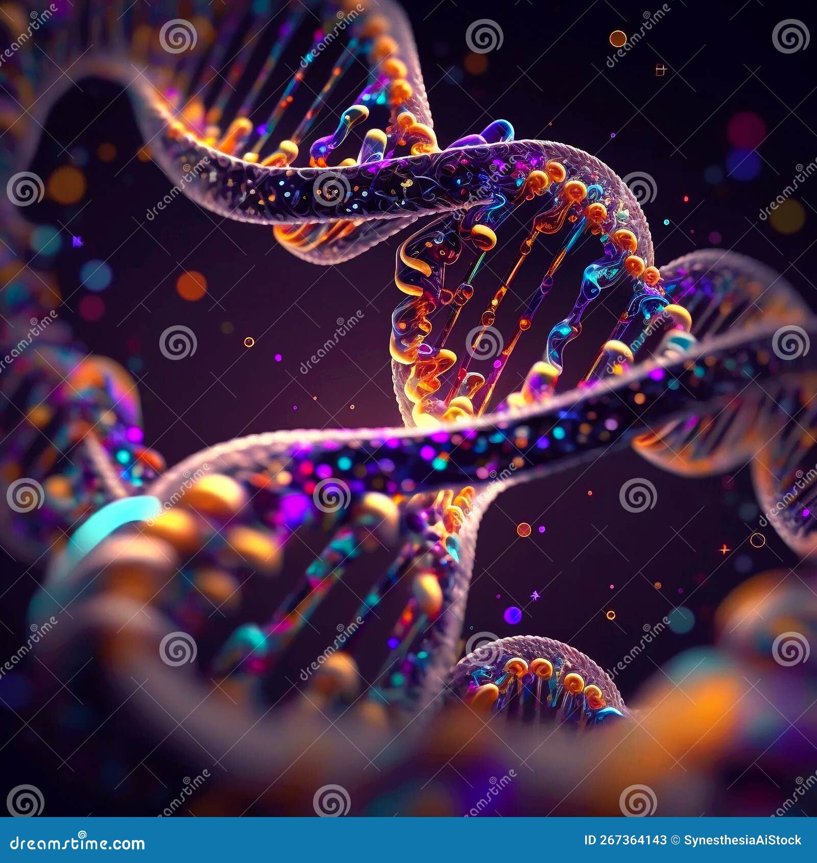 DNA Molecule Gene Structure Visualization As Multi Color Chain ...