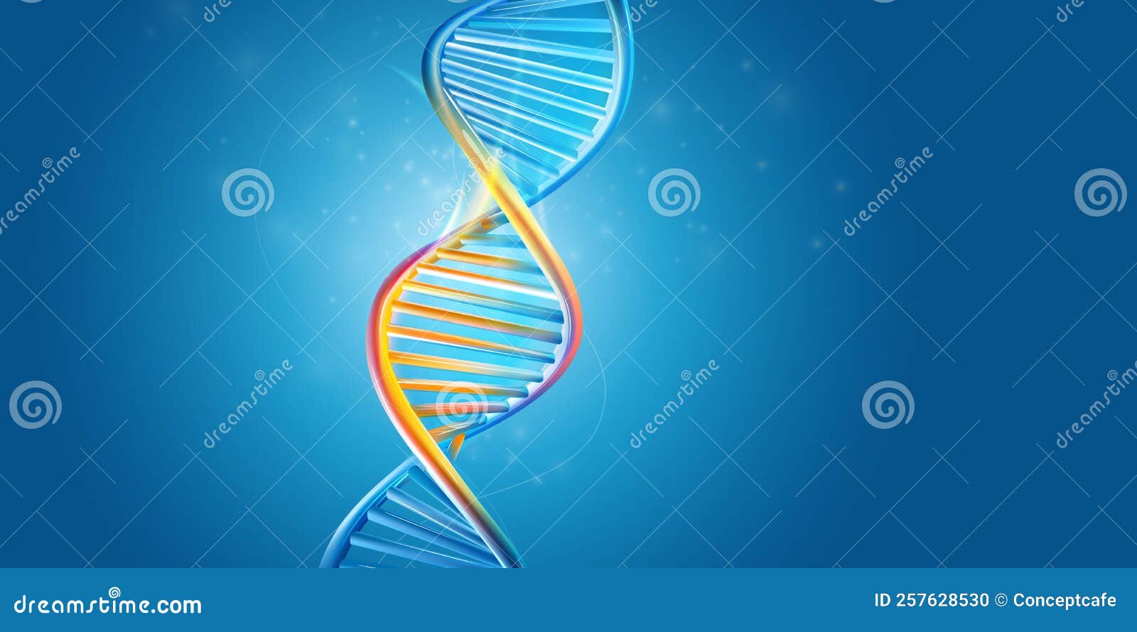 DNA Molecule Structure on a Blue Background. Stock Illustration ...