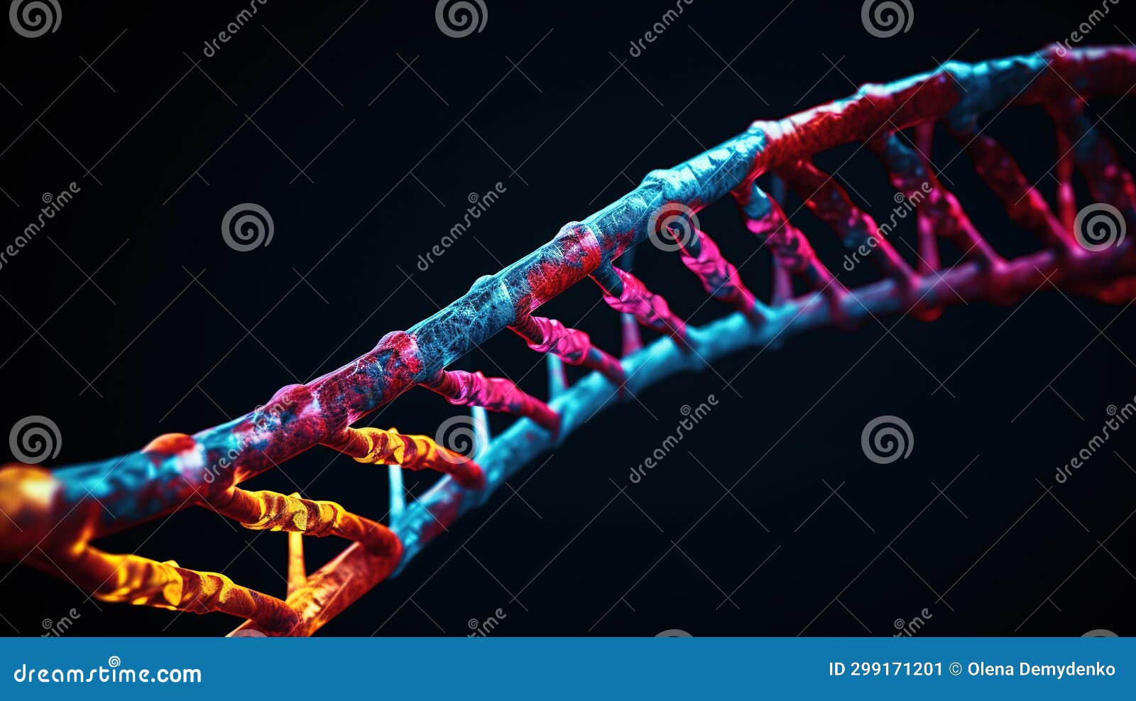 DNA Molecule Structure on Dark Background. Biochemistry, Genetics and ...