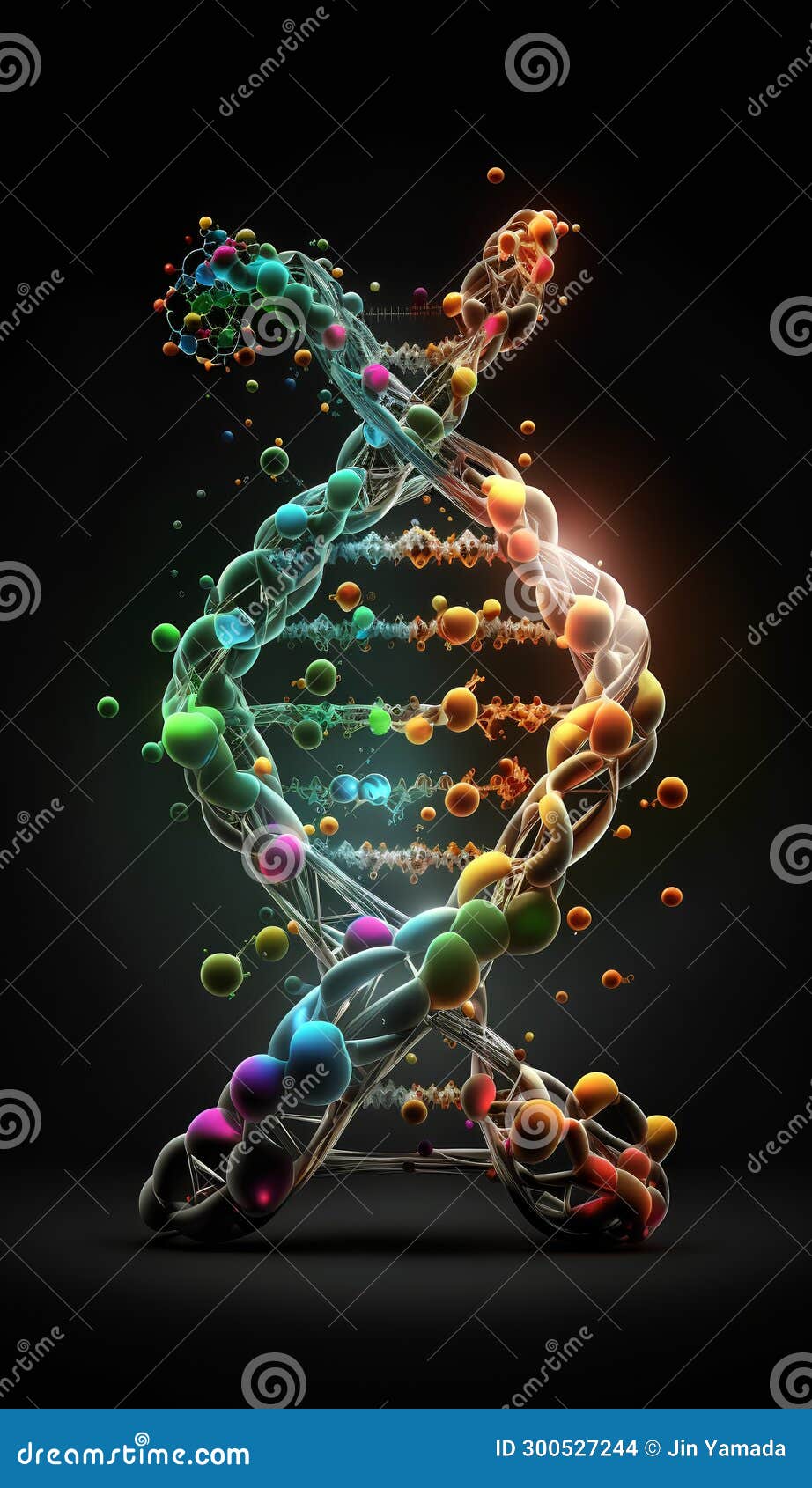 DNA Molecule Structure on a Dark Background. 3d Render Illustration ...